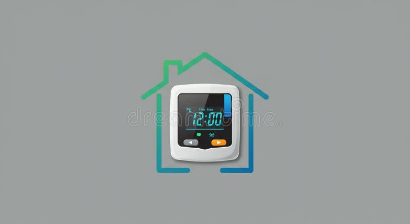 A Digital Thermostat with a Black Screen and Blue LED Display is ...