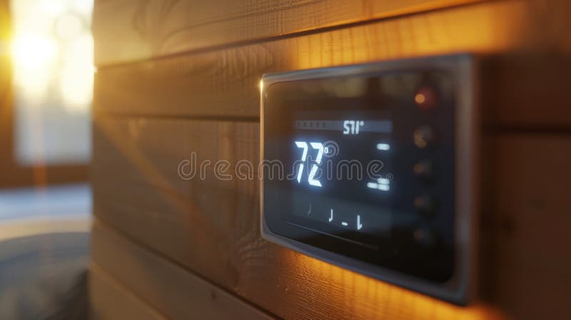 The Digital Thermostat Display of a Panel Heater with a Small Screen ...