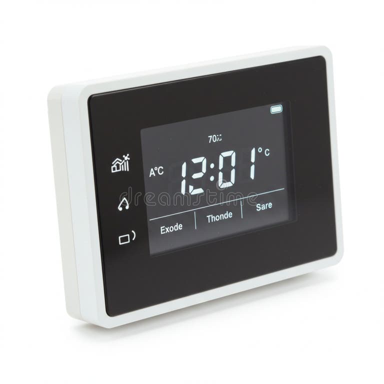 Digital Thermostat with a Rectangular Design, Featuring a Black Display ...
