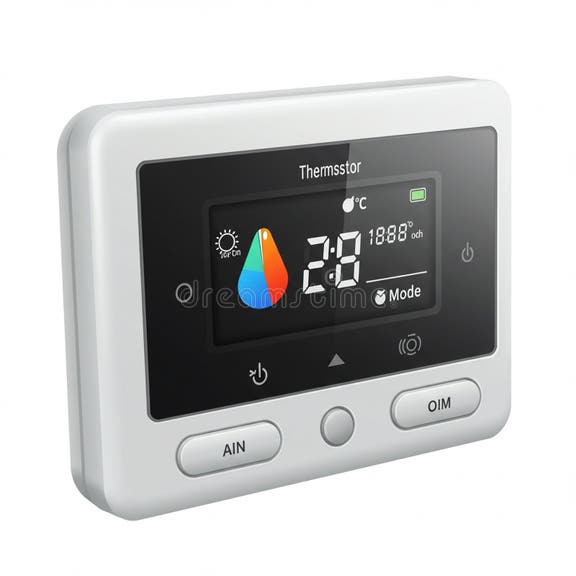 A Digital Thermostat with a Rectangular Design Featuring a Flat White ...