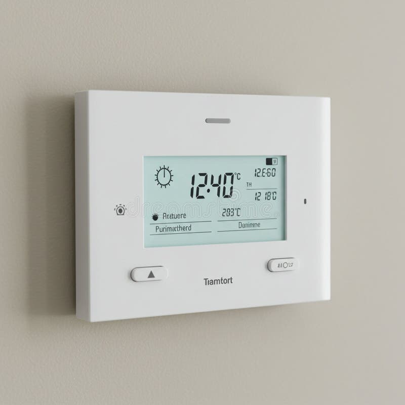 A Digital Thermostat with a White Rectangular Frame is Mounted on a ...