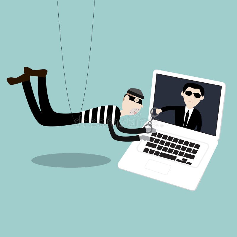 The Digital Thief Be Arrested Stock Vector - Illustration of check ...