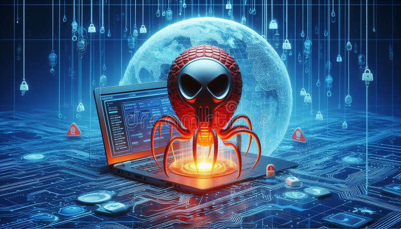 Digital Threat Concept with Virus and Malware Elements Stock ...