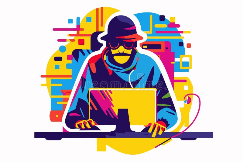 Digital Threat Represented by Hacker Behind Screen Isolated ...