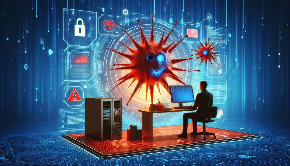 Digital Threats Concept with Virus and Malware Graphics Stock ...