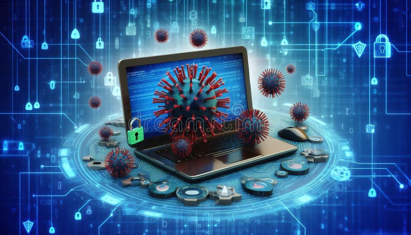 Digital Threats in Cybersecurity Concept Art Stock Illustration ...