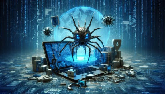 Digital Threats and Cybersecurity Concepts Illustrated Stock ...