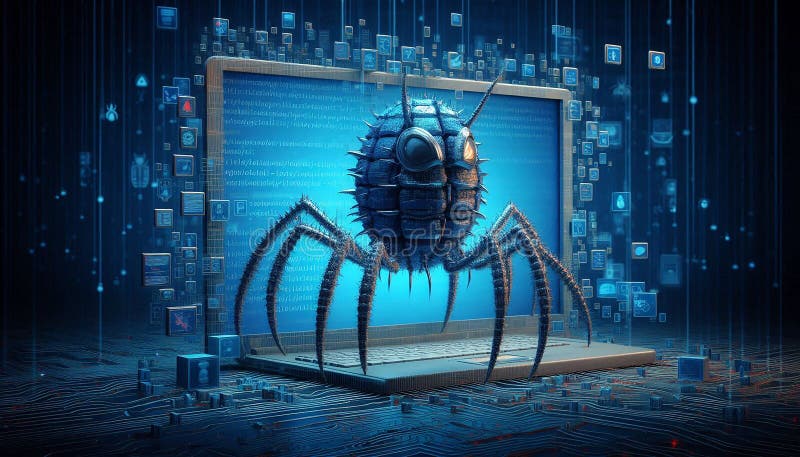 Digital Threats Illustrated through a Computer Virus Design Stock ...