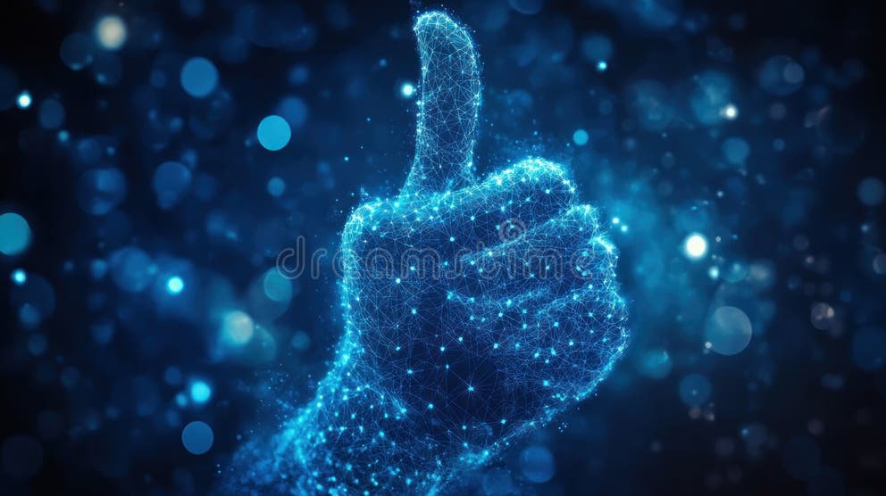 Digital Thumbs Up in Bokeh Background Stock Illustration - Illustration ...