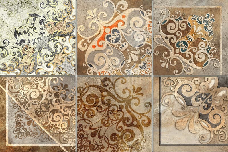 Digital Tiles Design. 3D Render Colorful Ceramic Wall Tiles Decoration ...