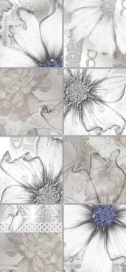 Digital Tiles Design Ceramic Wall Tiles Decoration Stock Illustration ...