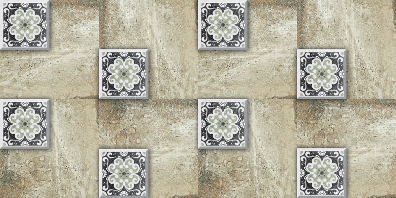 Digital Tiles Design. 3D Render Colorful Ceramic Wall Tiles Decoration ...