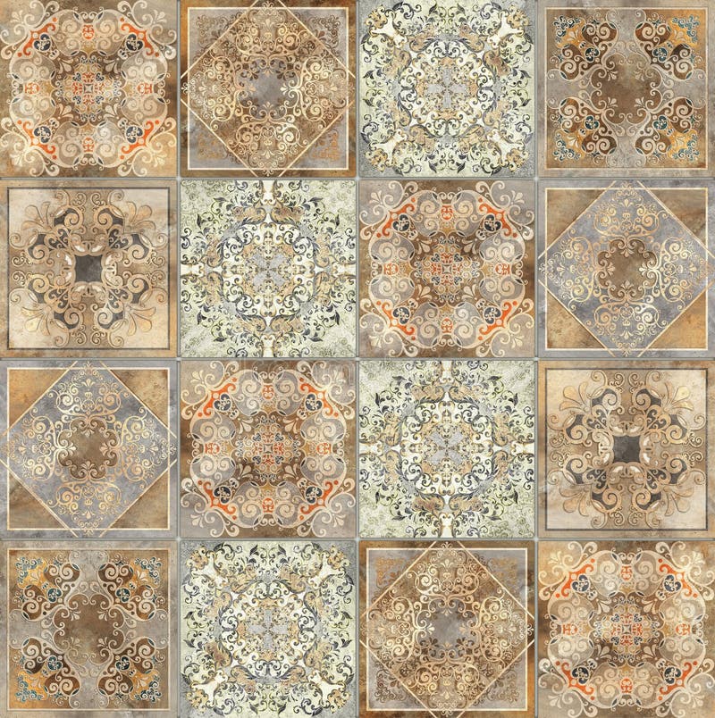 Digital Tiles Design. 3D Render Colorful Ceramic Wall Tiles Decoration ...