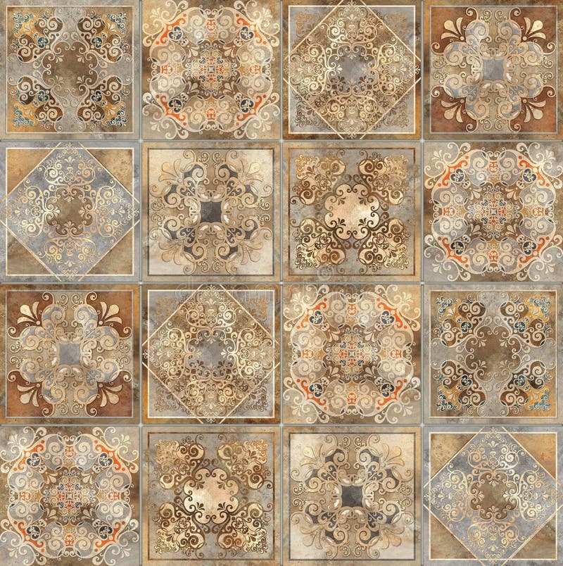 Digital Tiles Design. 3D Render Colorful Ceramic Wall Tiles Decoration ...