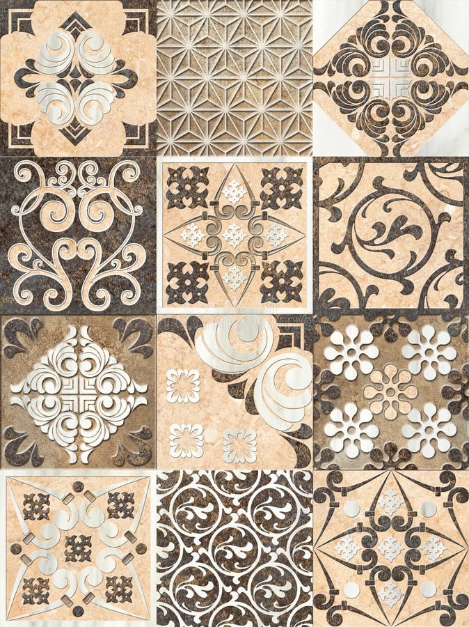 Digital Tiles Design. 3D Render Colorful Ceramic Wall Tiles Decoration. Digital Tiles Design ...