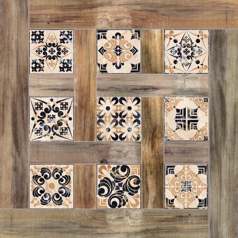Digital Tiles Design Ceramic Wall Tiles Decoration Stock Illustration - Illustration of decor ...