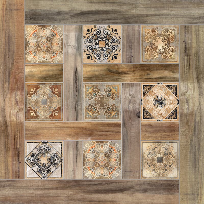 Digital Tiles Design. 3D Render Colorful Ceramic Wall Tiles Decoration ...