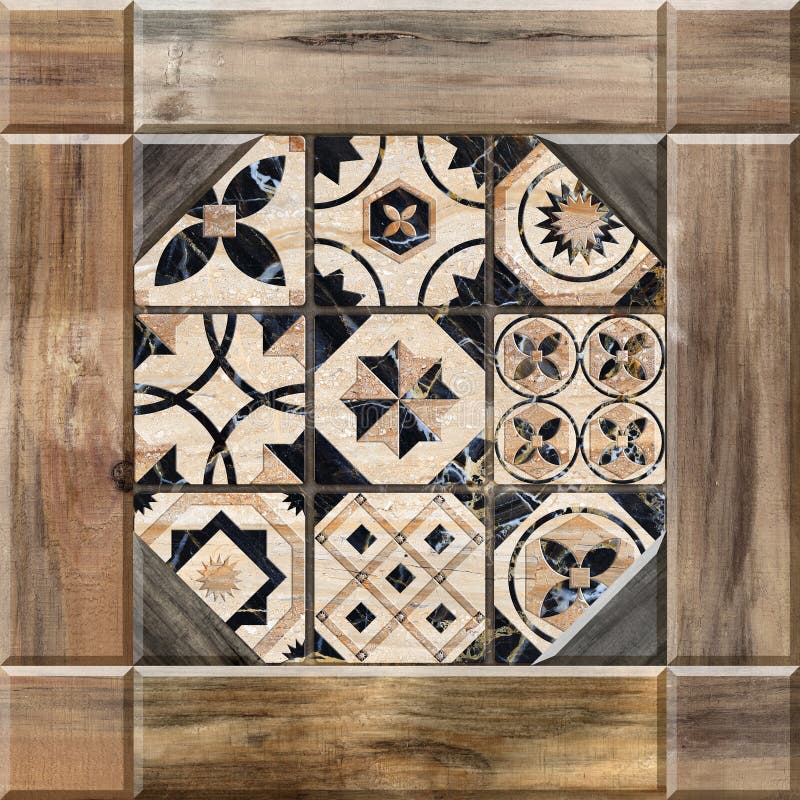 Digital Tiles Design. 3D Render Colorful Ceramic Wall Tiles Decoration ...