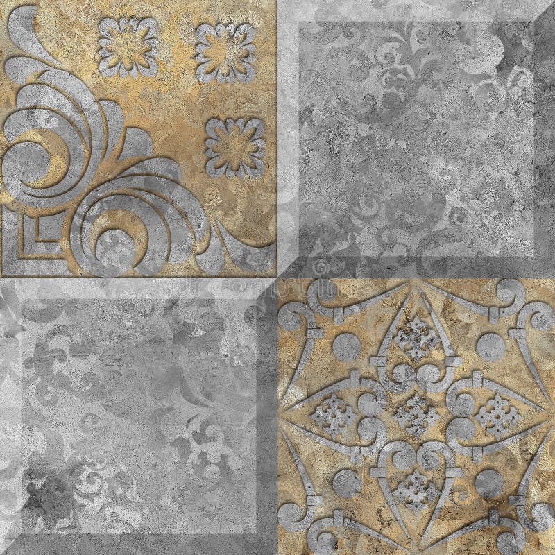 Digital Tile Design Ceramic Wall Damask Decoration Stock Illustration ...
