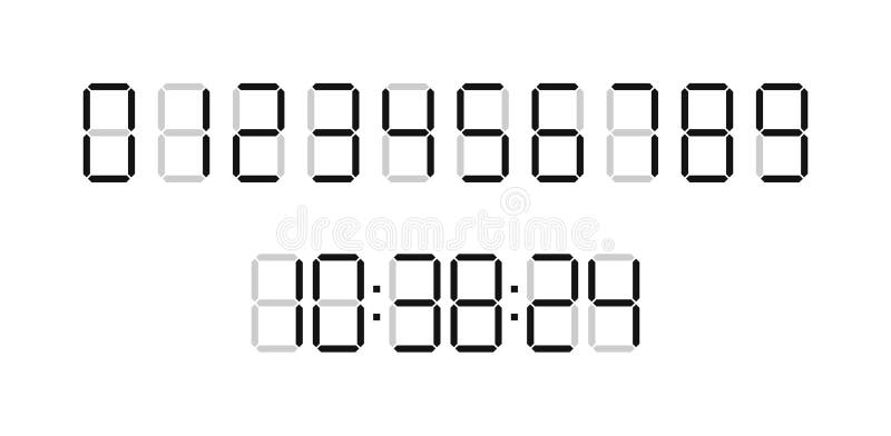 Digital Time Clock. Numbers for Timer, Calculator and Watch Display ...
