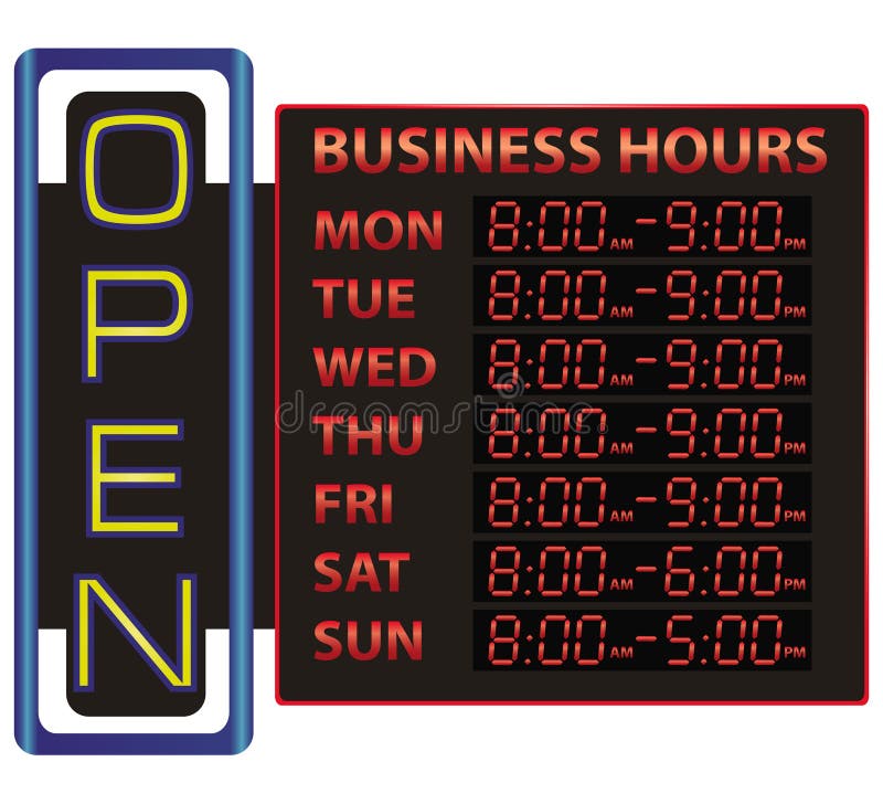 Opening Hours Sign EPS stock vector. Illustration of graphic - 15734378