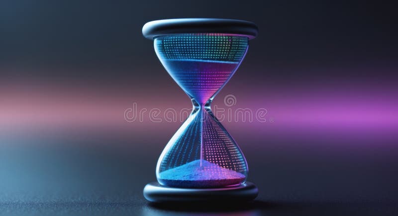 Digital Time. an Hourglass Filled with Binary Code Symbolizing the Flow of Data, Tech. Stock ...