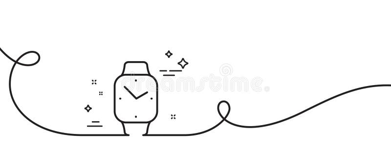 Digital Time Line Icon. Clock Sign. Smartwatch. Continuous Line with Curl. Vector Stock Vector ...