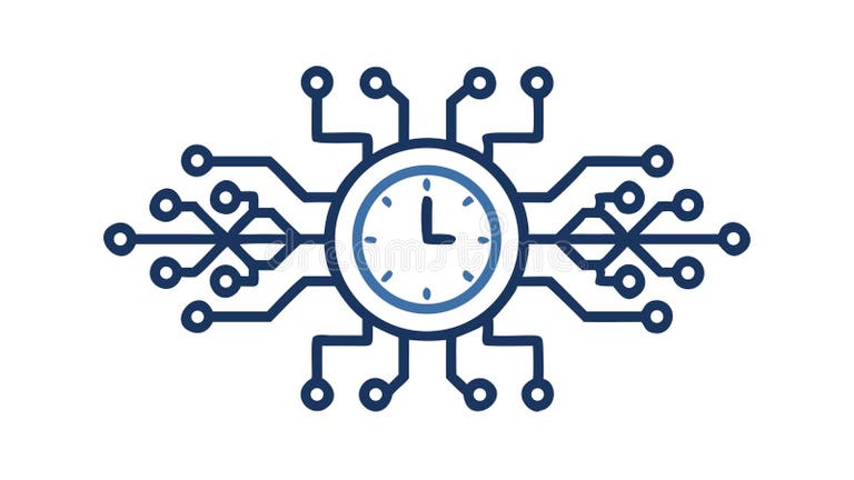 Digital Time Network Icon, Connected Clocks, Synchronized Systems ...