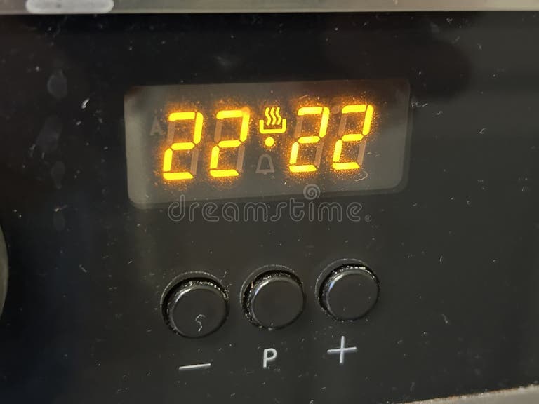 Digital Timer Display on Electronic Kitchen Oven Device Panel Stock ...