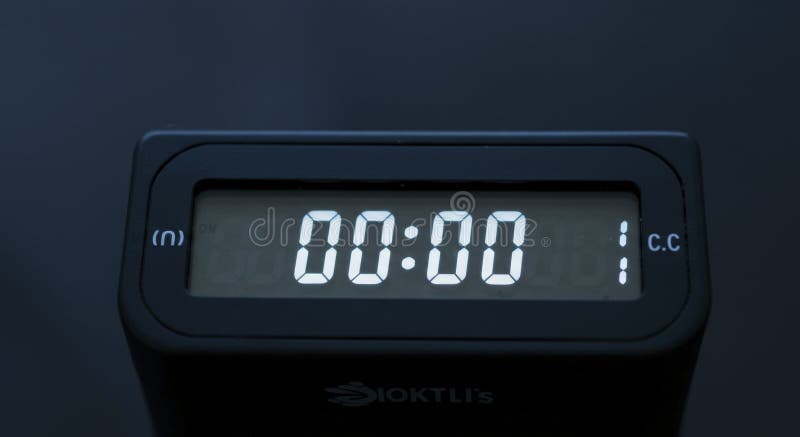 Digital Timer Display Showing Zero Time on Dark Background Closeup ...