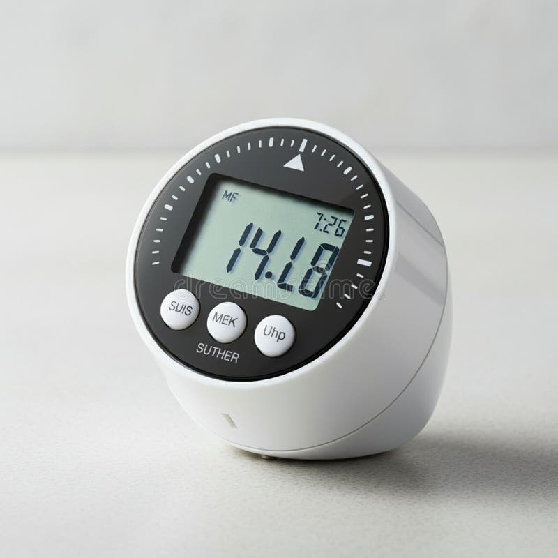 Digital Timer with a Round, Angled Plastic Body, Featuring a Black Face ...