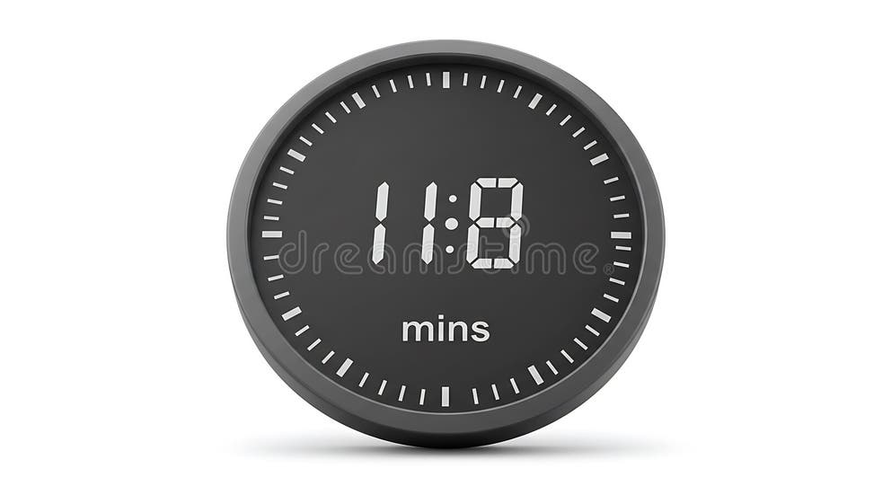 Viewing Digital Timer Displaying Eleven Minutes on White Background ...