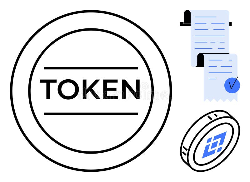 Digital Token with Receipt Illustrations Highlighting Financial ...