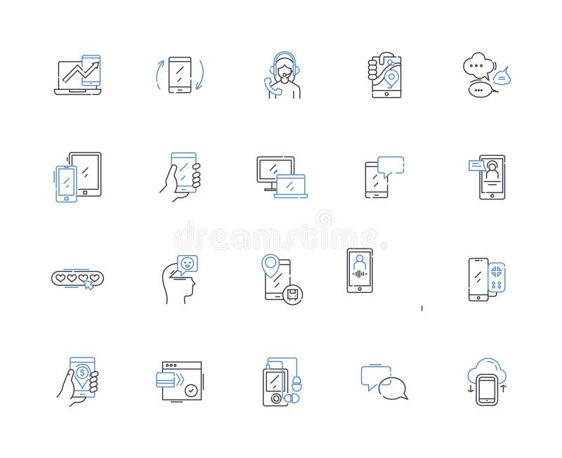 Digital Tool Line Icons Collection Technology Innovation Automation