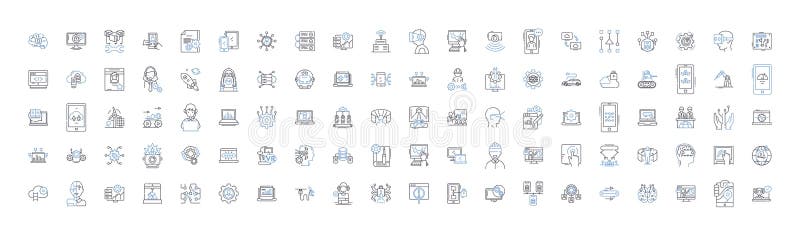 Digital Tools Line Icons Collection. Technology, Automation, Software ...