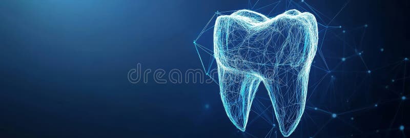 Digital Tooth on Blue Background Abstract Representation of Molar with ...