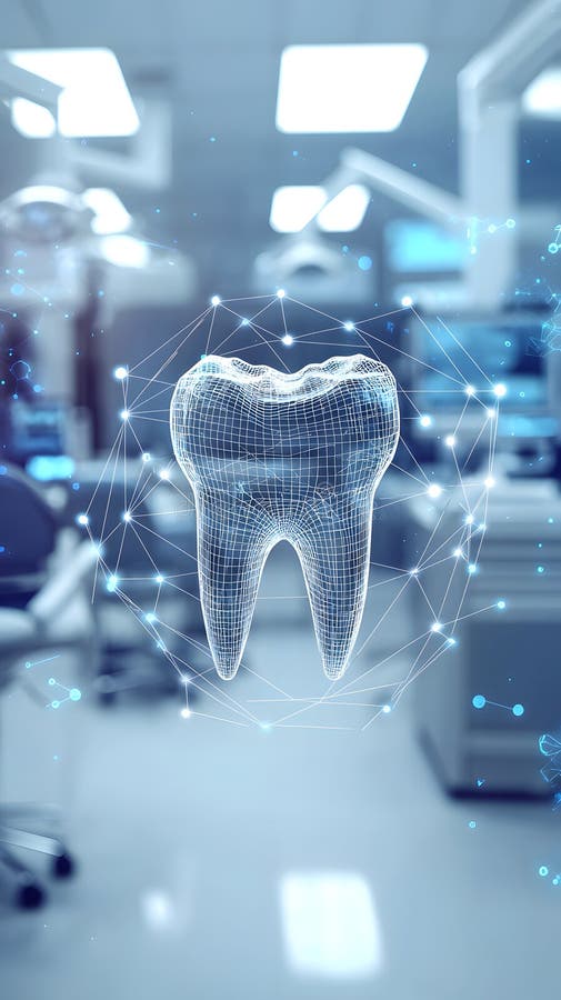 Digital Tooth Model in Modern Dental Clinic Stock Illustration ...