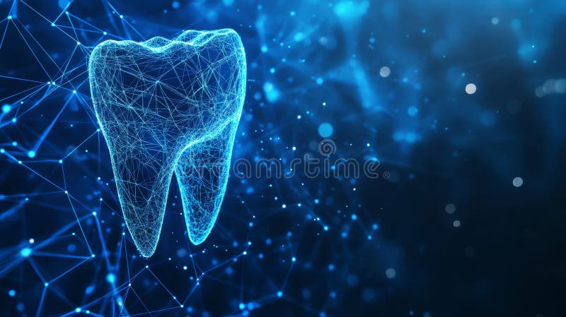 Digital Tooth, Network Connections, Abstract Blue Technology Background ...