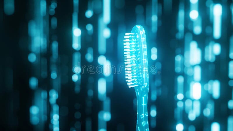 Digital Toothbrush in Glowing Blue Tech Environment Stock Image - Image ...