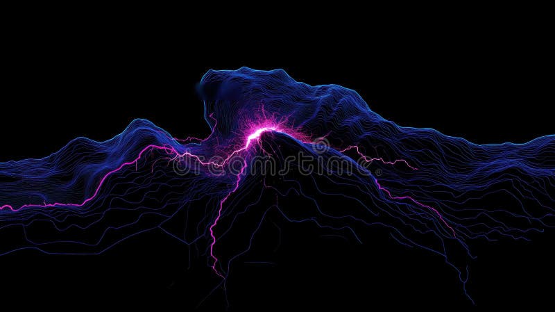 Digital Topographic Map Showing Seismic Activity with Vibrant Colors ...