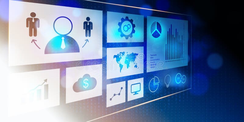 Digital Touch Screen Background Design with Icons Stock Illustration ...