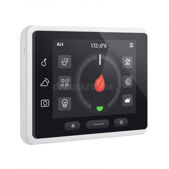 Digital Touchscreen Thermostat Control Panel with a Sleek White Frame ...