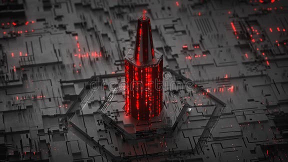 Digital Tower of Glowing HEX Code 3D Render Illustration Stock ...