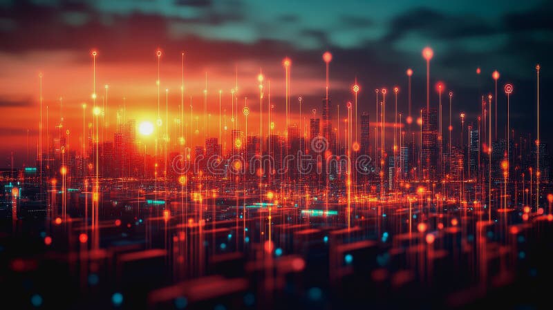 Digital Trade Interface with Data Streams, Maps, and a Port Scene ...