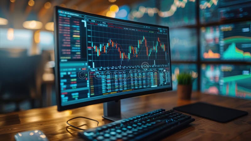 Digital Trading: Charts, Graphs & Crypto Analysis on PC Screen for ...