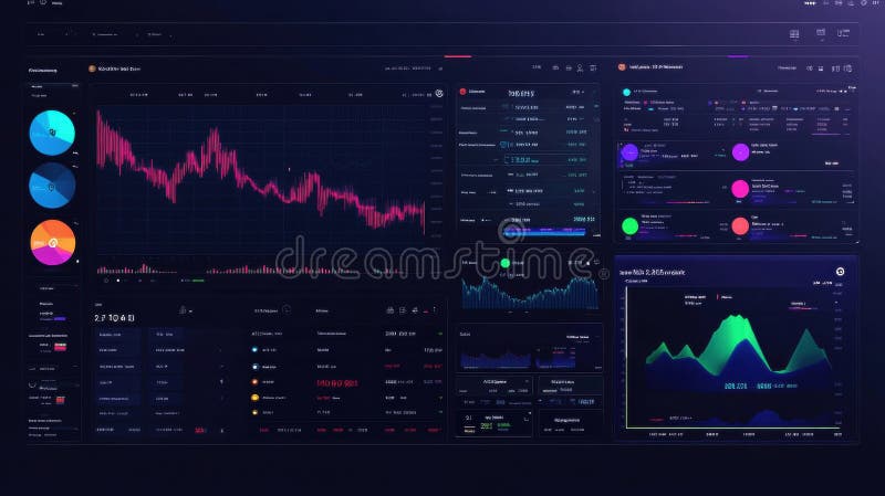 Digital Trading Dashboard Showcasing Cryptocurrency Data Trends Stock ...