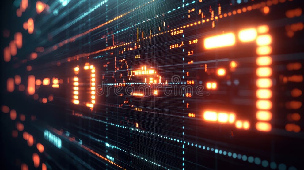 Ai Generative. Digital Trading Data Visualization with Glowing Numbers ...