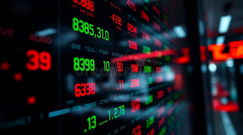 Digital Trading Interface with Glowing Red and Green Stock Indicators ...