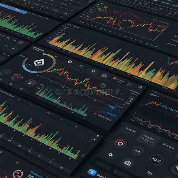 Digital Trading Interfaces Displaying Multiple Graphs and Charts. the ...