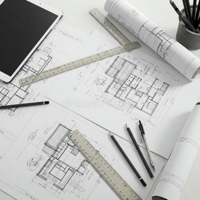 Digital and Traditional Drafting Tools - AI Stock Illustration ...